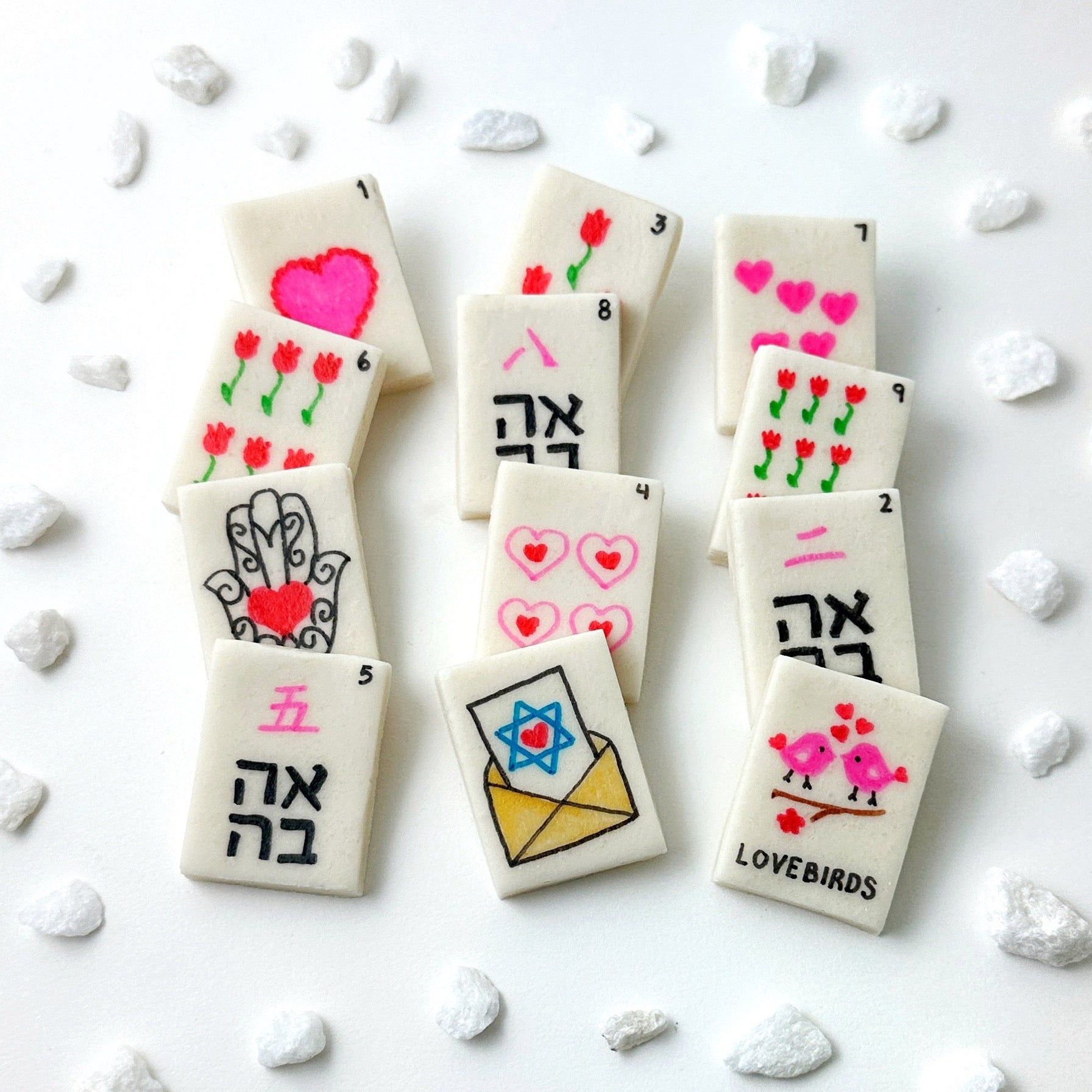 jewish valentine's day and tu b'av mahjong tiles– Peace Love Light Shop