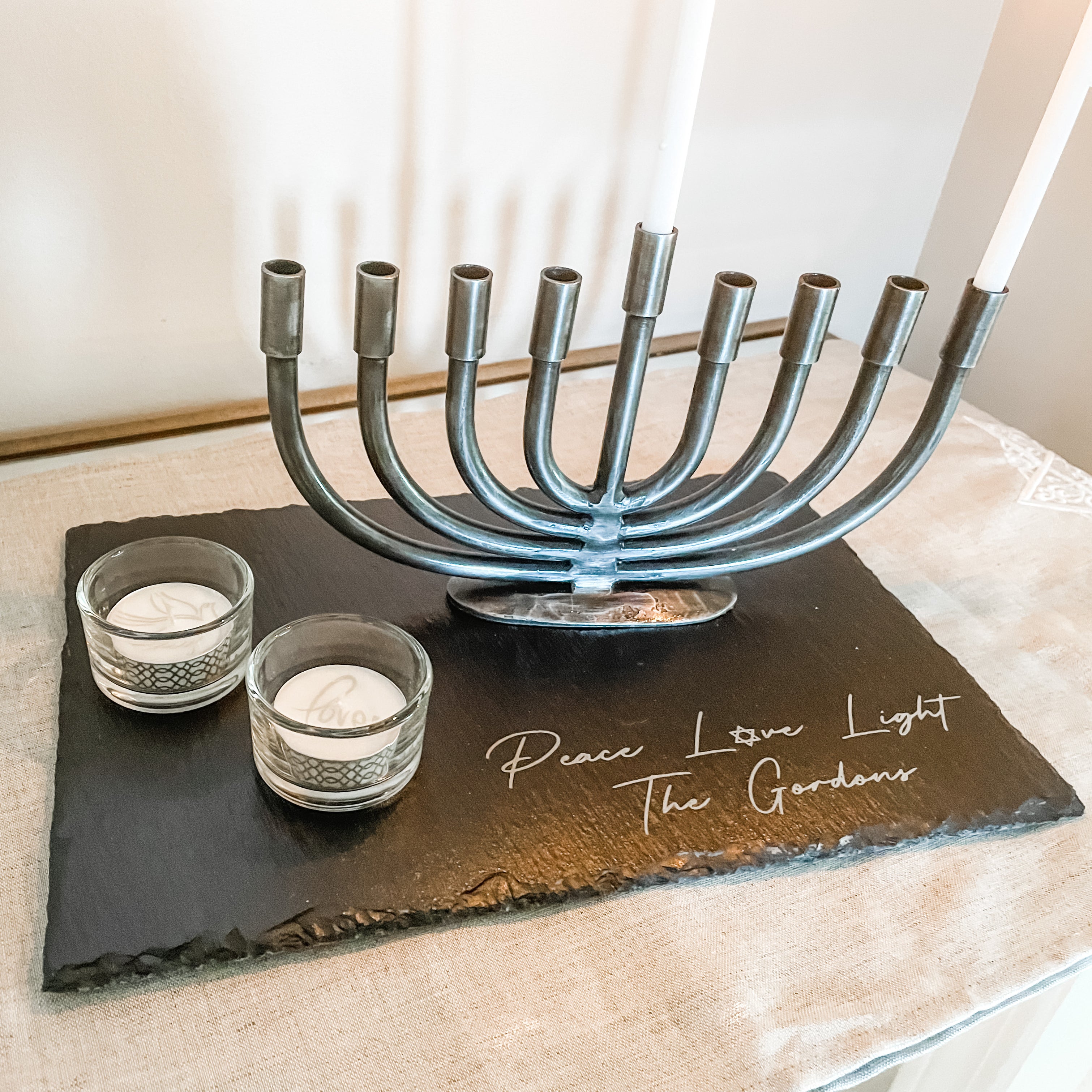Petite Classic Menorah- Wrought Iron– Peace Love Light Shop